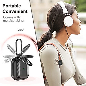 ORIbox Carbon Fiber Designed for Apple AirPods Pro Case, Full Protective Case Skin with Keychain - Fiber Black, ER500001
