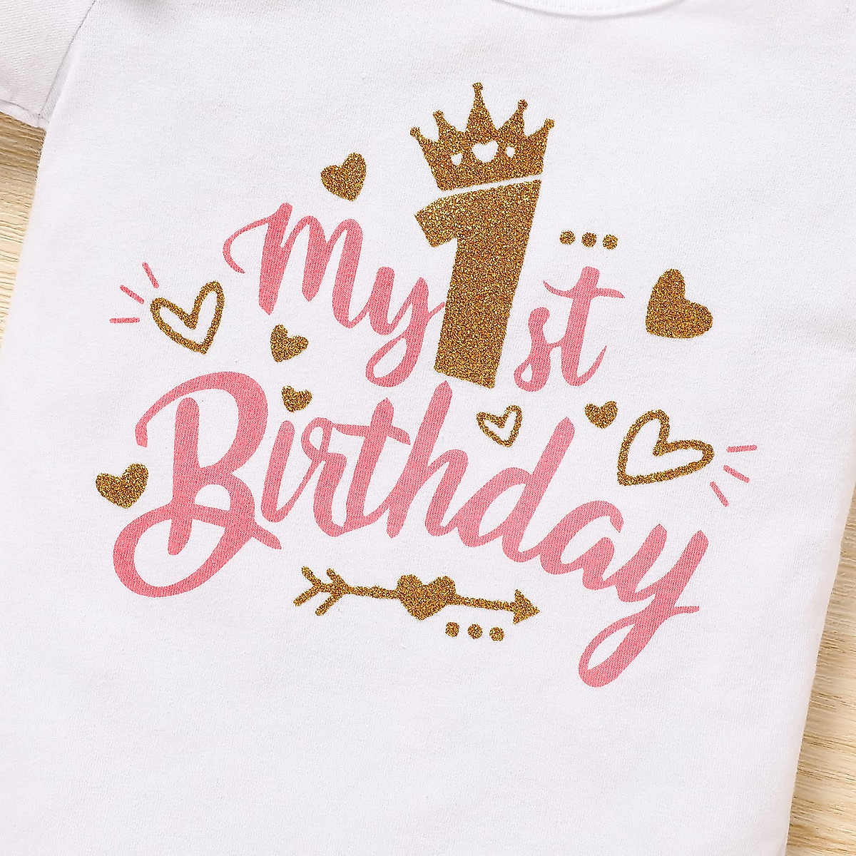 GRNSHTS Baby Girl First Birthday Outfit Smash Cake Outfit My 1st Birthday Romper+Tutu Skirt+Headband Onederland Outfit(Pink,12-18 Months)