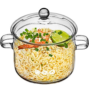 Glass Stew Pot Glass Soup Pot 64oz Glass Stew Pot With Lid Kitchen Stockpot Glass Cooking Pot Thickened Stock Pot Large Serving Bowl Salad Basins (1900ml)