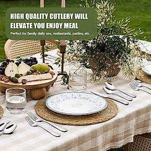 40 Piece Silverware Set for 8, Terlulu Stainless Steel Flatware Set, Mirror Polished Cutlery Set Utensil Set, Tableware Include Forks Spoons Knives for Home Restaurant, Beaded Handle, Dishwasher Safe