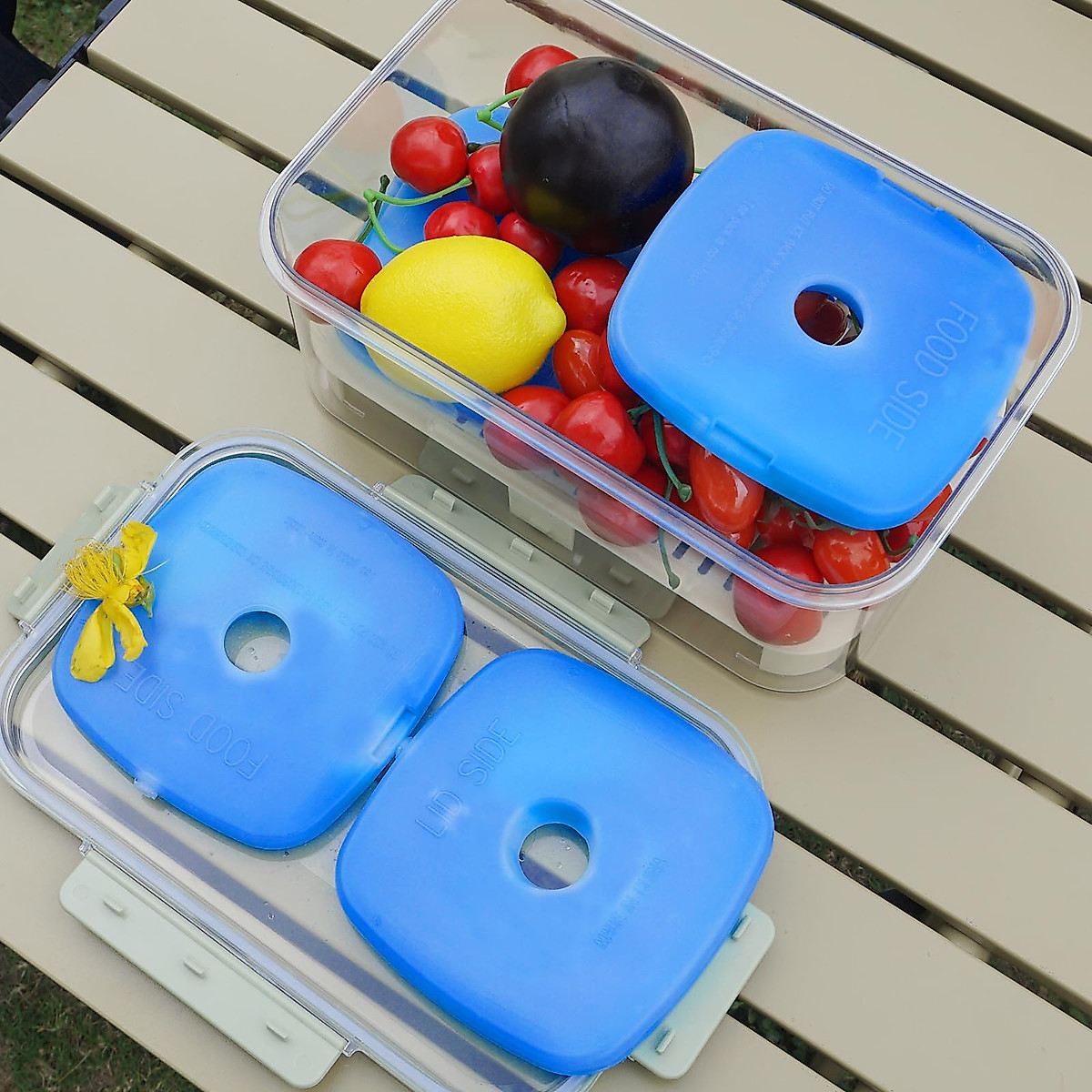 Ice Packs for Cooler Long Lasting Reusable Freezer Pack for Lunch Box, 4 Slim Cooler Ice Packs for Work, School, Picnic, Fishing, Lunch Bag Ice Pack Keep Beverages Foods Cold Fresh, Quick Freeze, Blue