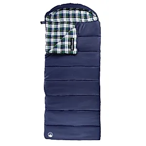 Sleeping Bag – 32F Rated XL 3 Season Envelope Style with Hood for Outdoor Camping, Backpacking and Hiking with Carry Bag by Wakeman Outdoors (Navy)