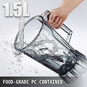 VEVOR 110V Commercial Smoothie Blenders 1.5L/50.7oz 1500W Countertop Silent Blender with Sound Shield, Quiet Blender Self-Cleaning, Includes Multifunctional 2-in-1 Wet Dry Blades, White