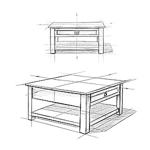 SIMPLIHOME Monroe SOLID ACACIA WOOD 38 inch Wide Square Rustic Coffee Table in Distressed Charcoal Brown, for the Living Room and Family Room