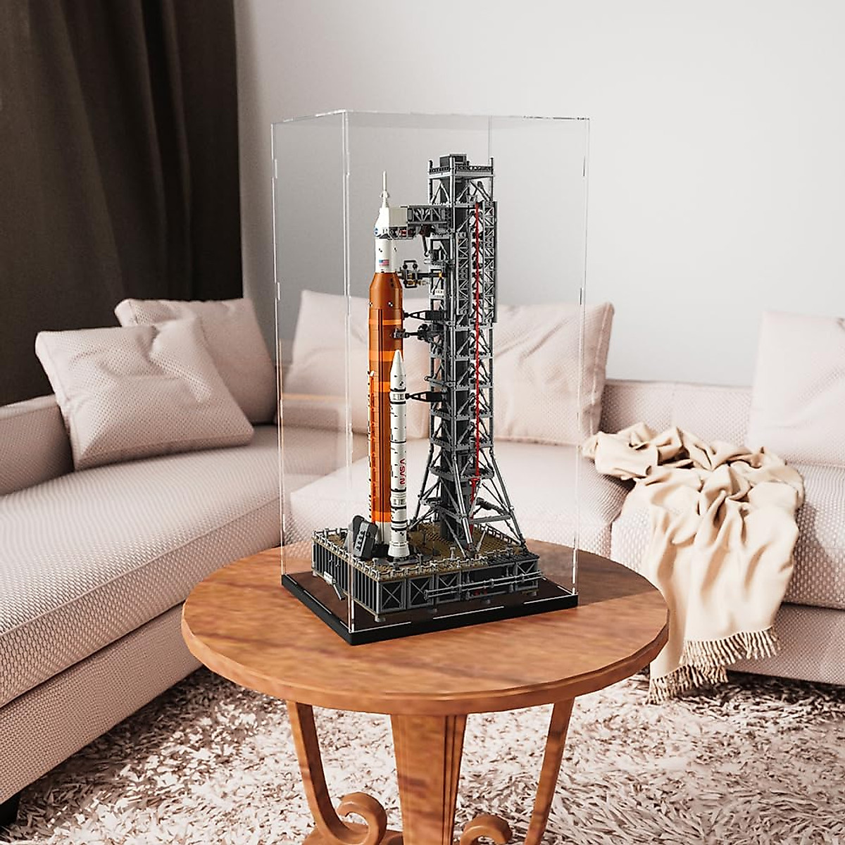 DuvinDD Acrylic Display Case for Large Collectibles, 29 inch Tall Clear Display Box for Bearbrick 1000% Lego 10341 Doll Figure Dustproof Protective Showcase Stand, Assemble Acrylic Box with Black Base