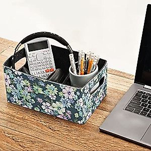 Kcldeci Navy Pink Floral Foldable Storage Bin Basket Set [2-Pack] Fabric Collapsible Organizer Storage Cube Box For Home Office Closet