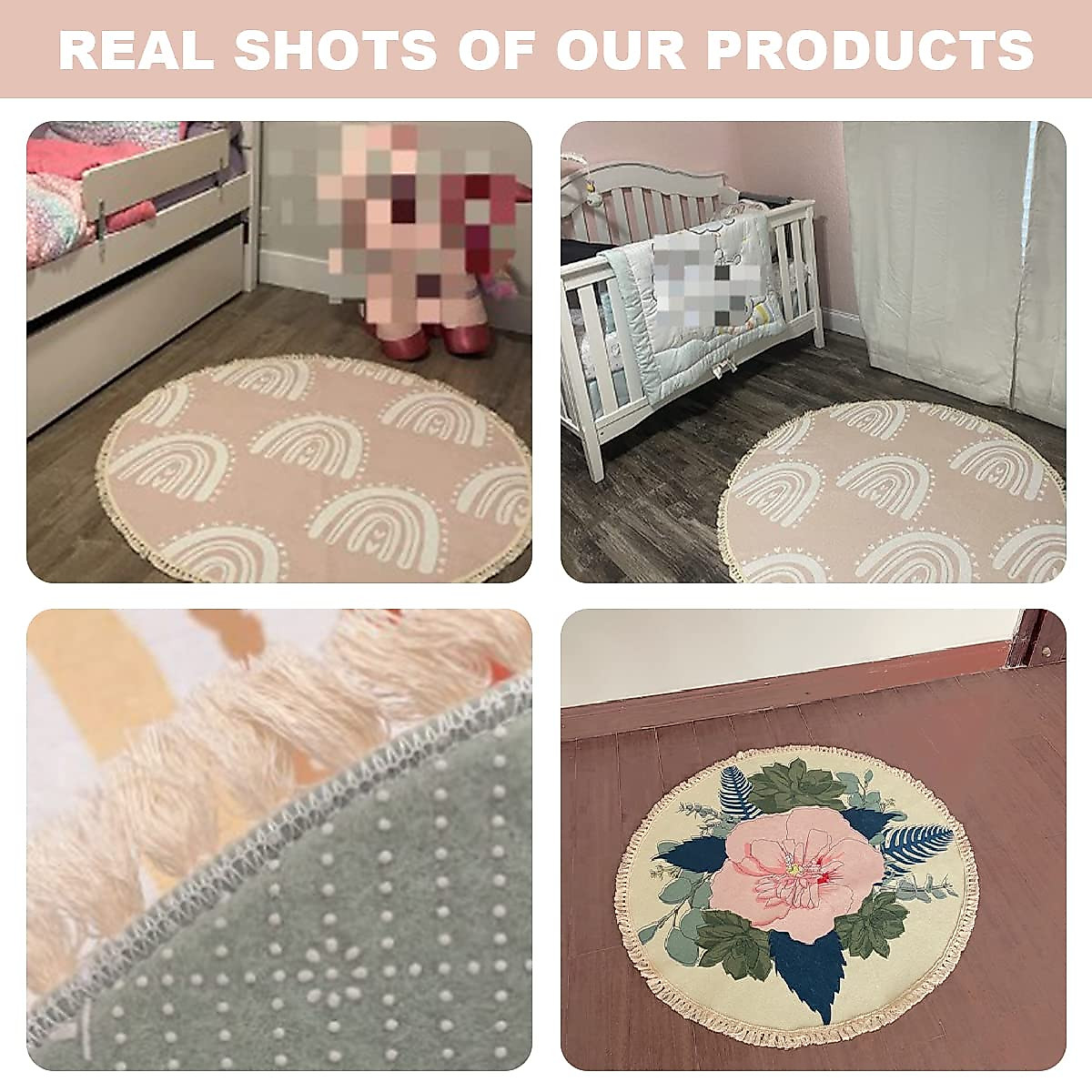 Ocean Theme Round Rugs ABC Rug Whale Alphabet Boho Area Rug Linen and Cotton Carpet Educational Rug Washable Hallway Runner Mat Neutral Accent Rug for Boys Girls Bedroom Nursery Playroom 4ft