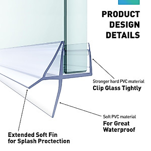 FCSOTSPS Shower Door Bottom Seal, 2 PCS 3/8" x 36" Shower Door Sweep for 3/8 Inch Glass, Frameless Glass Shower Door Seal Strip,Stop Shower Leaks and Create a Water Barrier (10MM)