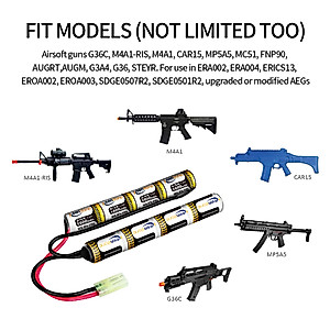 Keenstone 9.6V 1600mAh Butterfly Nunchuck Stick Mini Battery Pack with Mini Tamiya Connector for Airsoft Guns ICS CA TM SRC JG G36 G&M733 etc