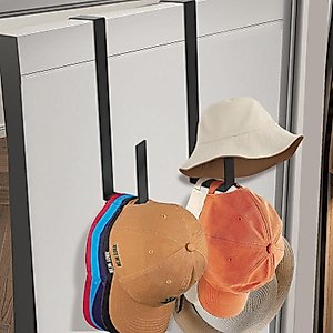 Little Joke Hat Rack for Door, 2-Pack Over The Door Hat Organizer for Baseball Caps, Metal Hat Hook Hold 15 Hats, No Damage Hat Storage for Baseball Caps, Large Hat Hanger Over Door Organizer, Black