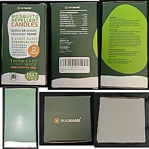 Mosquito Candle Outdoor 2 Pack with 5 Natural Essential Oils. DEET Free Citronella Candles Outdoor Mosquito Repellent Outdoor Patio. Mosquito Repellent Candles Outdoor. Bug Candles Repellent Outdoor