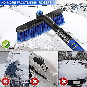 Kairiyard Ice Scrapers for Car Windshield, Upgraded 31 Inch Snow Scraper and Brush Combo Extendable 360° Pivoting Ice Snow Removal Tool for Car, Truck, SUV, Christmas(Blue)