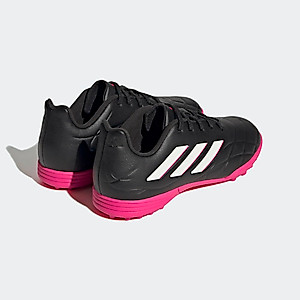 adidas Copa Pure.3 Turf Soccer Shoe, Black/Zero Metallic/Team Shock Pink, 1 US Unisex Little Kid