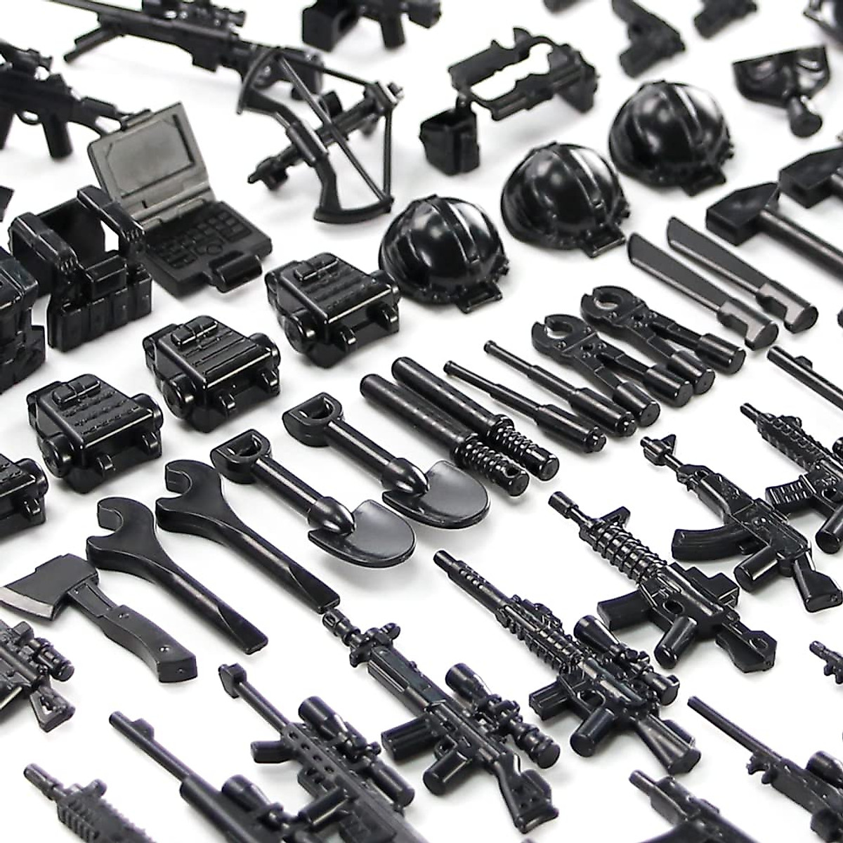 Feleph Weapons Pack Army Military Building Block for Soldier Figures, WW2 Toy Swat Bricks Gear Pieces Set Equipment Kit Compatible with Major Brand