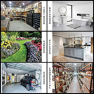 MABEL HOME Mop and Broom Holder, 5 Auto Adjust Slots, 6 Hooks, Easy Install Wall Mount, Tools Hanger for Kitchen, Garden, Garage, Laundry Room, Office, Holds up to 45 Lbs (Grey)