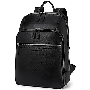 BOSTANTEN Men Leather Backpack 15.6 inch laptop Backpack Travel College Bag Black