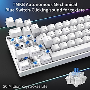 DIERYA 60% Mechanical Keyboard, DK61se Wired Gaming Keyboard with Blue Switches, LED Backlit Ultra-Compact 61 Keys Mini Office Keyboard for Windows Laptop PC Gamer Typist（White）