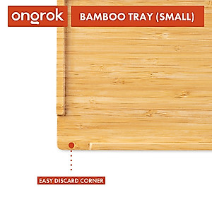 ONGROK Bamboo Tray, Small (9x6 in), Mini Wooden Tray with Small Rolling Surface