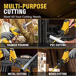 ALLOY POWER 20V Cordless Reciprocating Saw, 0-3500 SPM, with 2 Packs Batteries, Tool-free Blade Change, LED Light Power Reciprocating Saws, 6 Saw Blades Kit for Wood/Metal/PVC Cutting Included