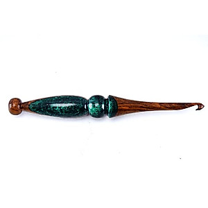 Wooden Crochet Hook with Resin Mix Knitting Needle Green and Brown Crochet Hook Set for Knitting and Crocheting (9.00 MM)