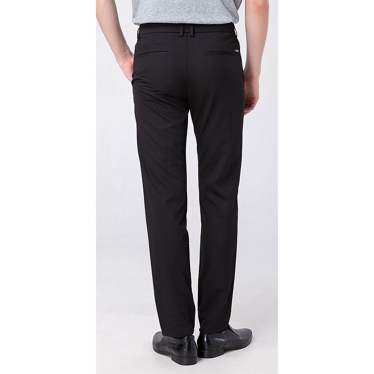 Plaid&Plain Men’s Slim Fit Dress Pants Stretch Dress Pants 8101Black 30X34