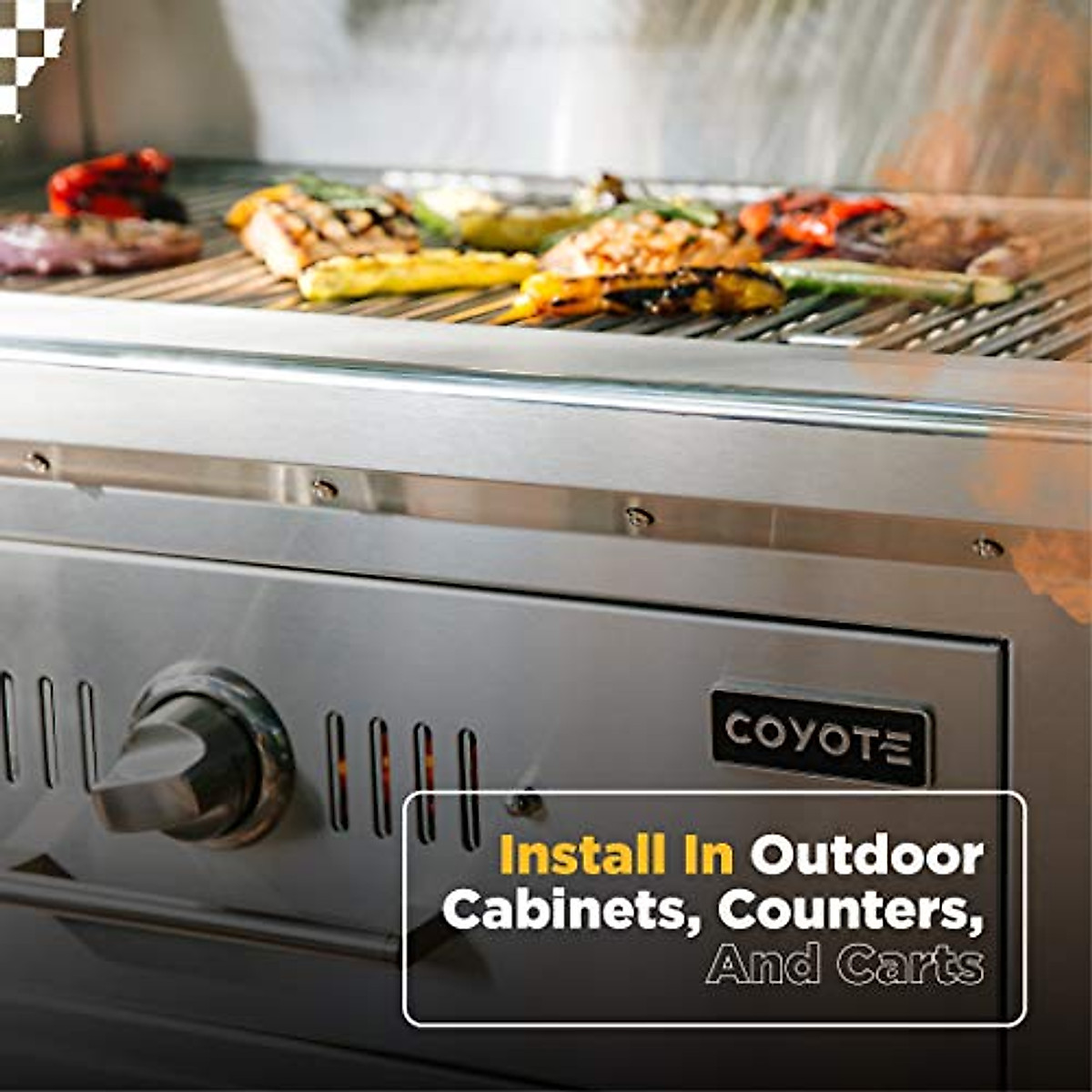 Coyote 36-Inch Built-in Charcoal Grill - C1CH36, Stainless Steel, 875 sq. in. Cooking Area
