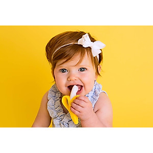 Baby Banana Yellow Banana Infant Toothbrush, Easy to Hold, Made in the USA, Train Infants Babies and Toddlers for Oral Hygiene, Teether Effect for Sore Gums, 4.33" x 0.39" x 7.87"