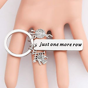 AKTAP Knitting Lover Keychain Crocheting Jewelry Just One More Row Knitting Maker Gift for Knitter Grandmother Gift (Knitting Lover Keychain)