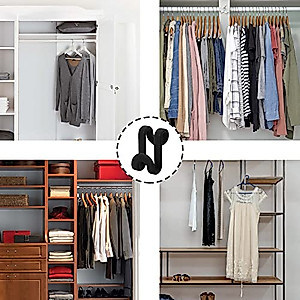 Biaungdo 50 Pcs Clothes Hanger Connector Hooks, Black Cascading Hanger Hooks Space Saving Plastic Hanger Extender Clips for Closet, Wooden Hanger, Velvet Hanger