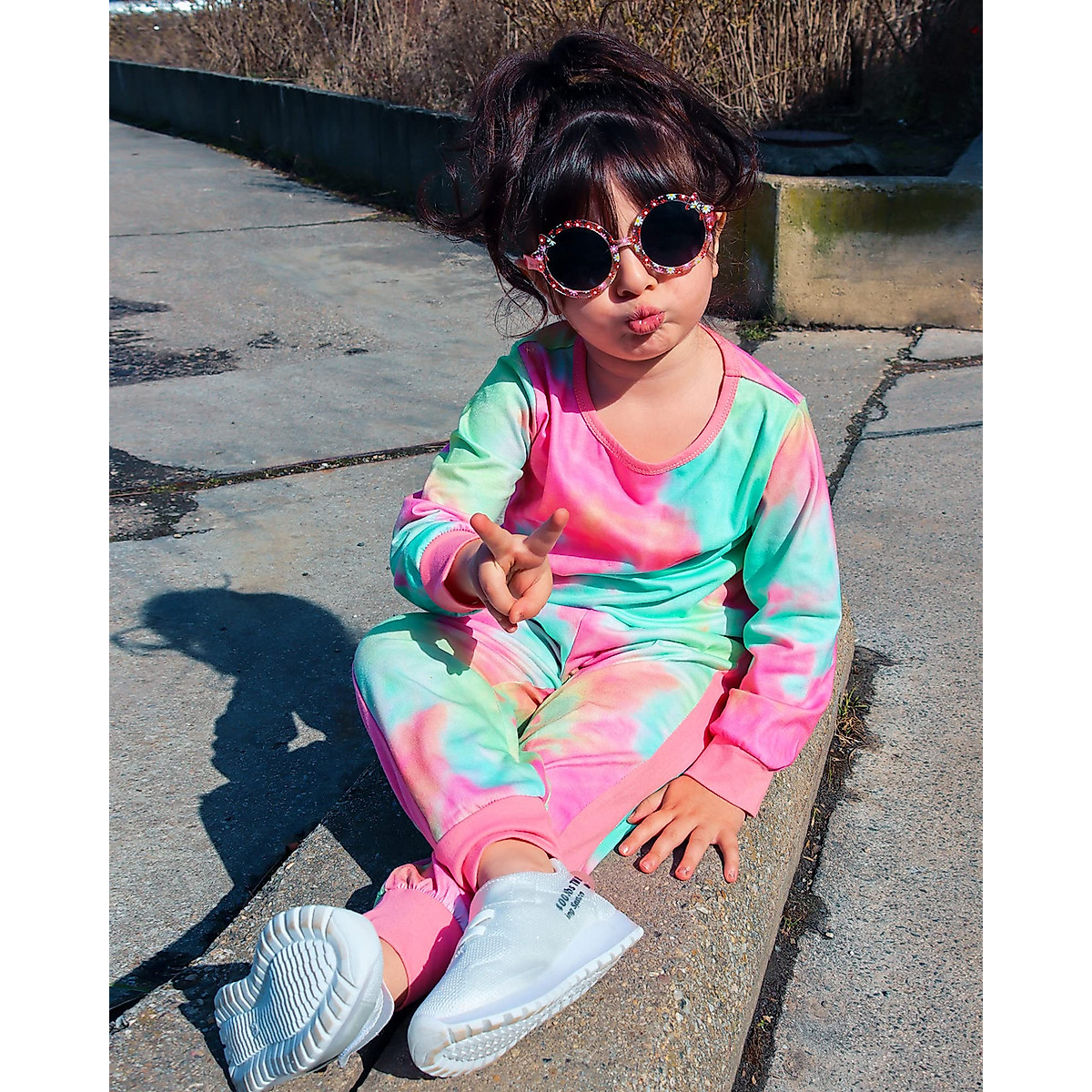 YALLET Toddler Girls Clothes,Baby Girl Fall Outfits Pink Sweatsuit 2 Sets