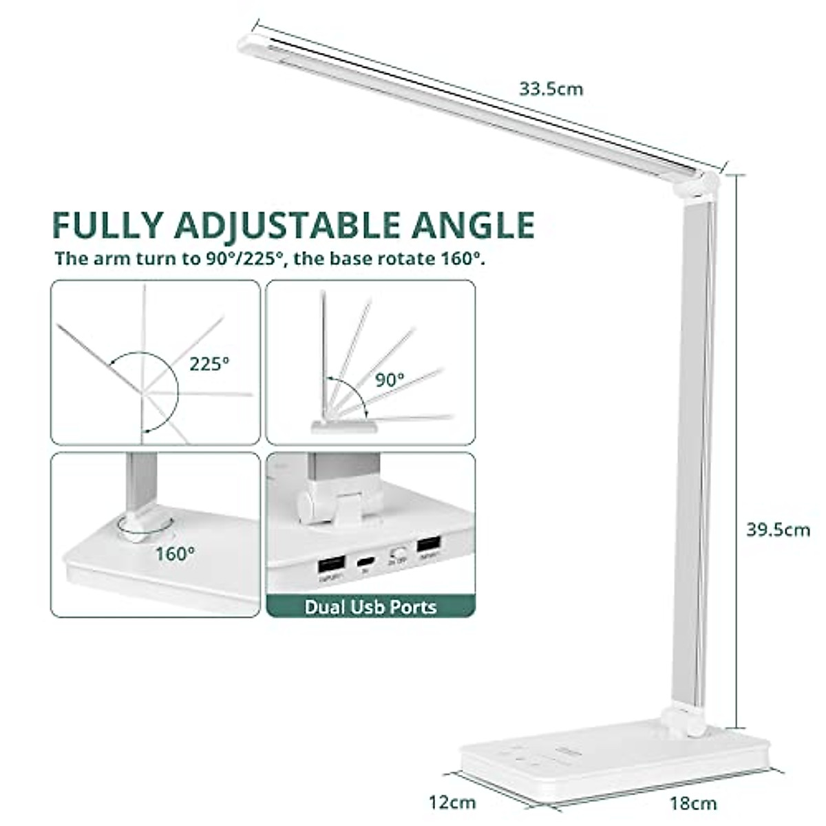 Semlos Clip on Light Reading Light - 24 LED USB Book Light, 3 Color Modes, 10 Brightness Dimmer, Memory Function, Auto Timer, Eye Protection Desk Clamp Lamp, 360 ° Flexible Gooseneck Bed Night Lights