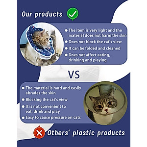 SUSWIM Cute,Soft Cat Recovery Collar,Adjustable Pet Cat Cone Collar,Pet Neck Donut Protective Recovery Cone for Cat-Comfortable Lightweight Elizabethan Collar for Kitten Prevent from Lick Wound