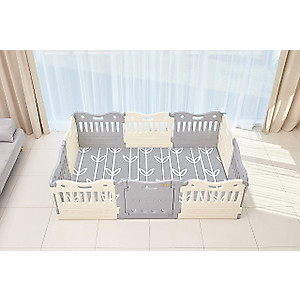 Baby Care Play Mat Funzone Play Pen - Extra Large Baby Play Yard - Play Pen for Baby - Safe with Double Locking (Grey, Full Set)