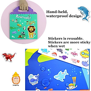 Reusable Stickers Book for Toddlers,Dinosaur, Animal and Vehicle Static Sticker for Kids Activity Books Learning Toys Birthday Christmas Gifts