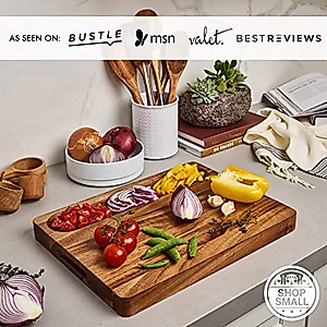 Sonder Los Angeles, Thick Sustainable Acacia Wood Cutting Board for Kitchen with Juice Groove, Sorting Compartment, Charcuterie 16x12x1.5 in (Gift Box Included)