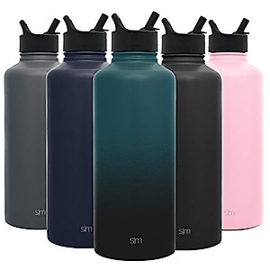 Simple Modern Water Bottle with Straw Lid Vacuum Insulated Stainless Steel Metal Thermos | Big Reusable Leak Proof BPA-Free Flask for Gym, Travel, Sports | Summit Collection | 84oz, Moonlight