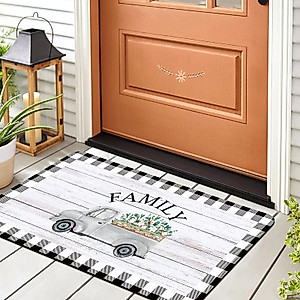 Riakrum 2 Pieces Non Slip Kitchen Mat for Floor Farmhouse Kitchen Rugs and Mats Gray Black White Checkered Rug Cushioned Comfort Standing Mats for Kitchen, 16 x 28 and 16 x 47 Inch