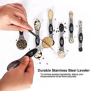 Magnetic Measuring Spoons Set Stainless Steel with Leveler, Stackable Metal Tablespoon Measure Spoon for Baking, Measuring Cups and Spoon Set Kitchen Gadgets Apartment Essentials Fits in Spice Jars