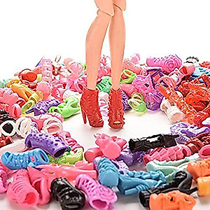 Miunana 50 Pairs Doll Shoes High Heel Shoes Doll Boots Flat Shoes Set for 11.5 inch Girl Dolls Fashionista Shoe Lots
