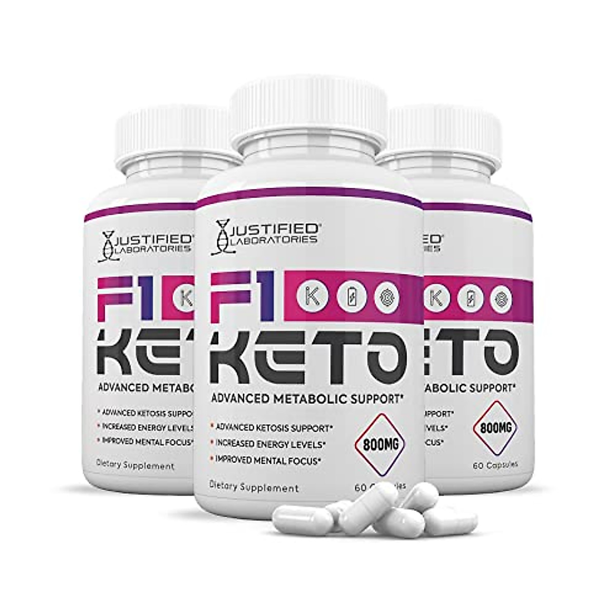 (3 Pack) F1 Keto Pills 800MG Includes goBHB Exogenous Ketones Advanced Ketosis Support for Men Women 180 Capsules