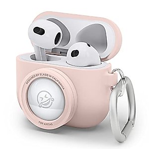 elago Snapshot Compatible with AirPod Case with AirTag Holder (AirPods 3) - Cute Camera Design with Keychain, Durable Silicone, Supports Wireless Charging - Tracking Device Not Included