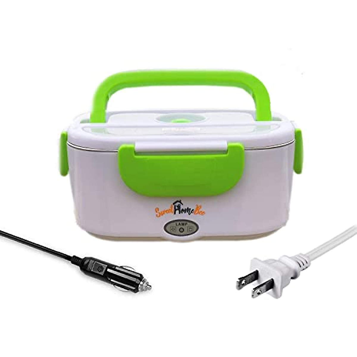 Sweet Home Bee 2 in 1, Electric Lunch Box –FAST HEATING, Car, Truck, Home Use, Portable Food Warmer Heater with Food Grade Removable Stainless Steel Container and Fork