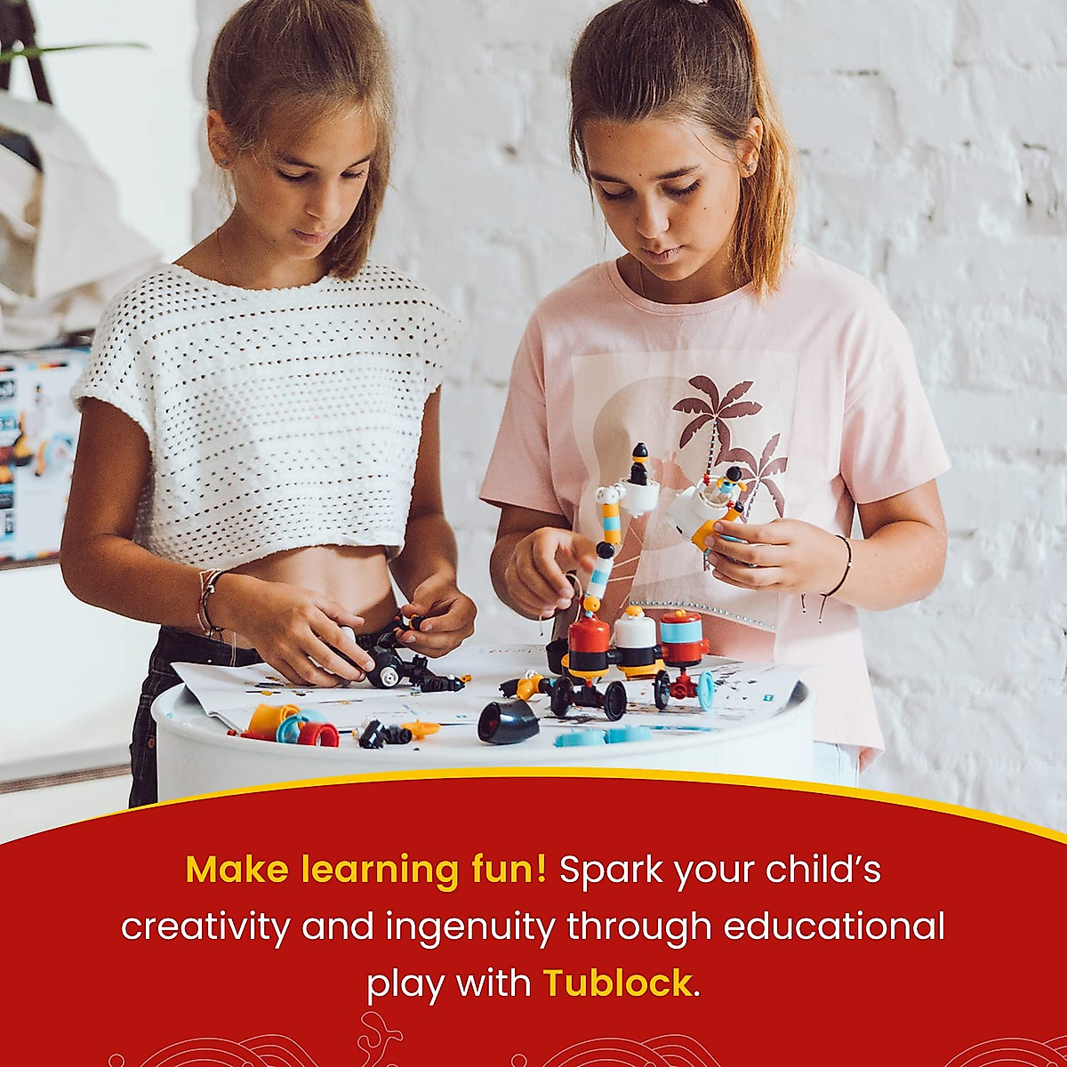 Tublock Challenger Set (SML 154 Pieces) | Creative & Educational Brick Building Toys for Girls & Boys | Easy to Connect Building Bricks Set | Innovative Curved Bricks for Building with Movable Pieces