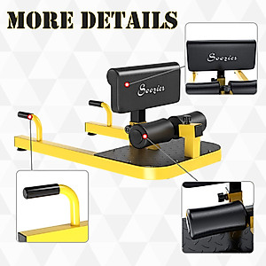 Soozier 3-in-1 Padded Push Up Sit Up Deep Sissy Squat Machine Home Gym Fitness Equipment, Yellow