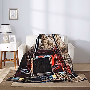 Peterbilt Thicken Double Sided Fleece Blanket Flannel Blanket Thick Fuzzy Warmth Plush Throw Blanket Super Soft Fuzzy Warm Blanket for Autumn,Winter,Bed,Home,Gifts 80"X60" Black