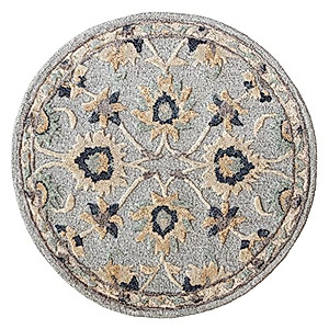 Lr Home Ox Bay Constance Gray Traditional Floral Filigree Organic Wool Indoor Hearth Area Rug