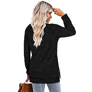 Aokosor Black Sweatshirts for Women 2024 Casual Fall Clothes Long Sleeve Tops Oversized XL