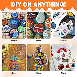 AROIC 24 Pack Acrylic Paint Pens for Rock Painting Fine Point Paint Markers Acrylic Paint Markers For Wood,Metal,Plastic,Glass,Canvas, Ceramic,Craft markers,Halloween Pumpkin Painting And More.