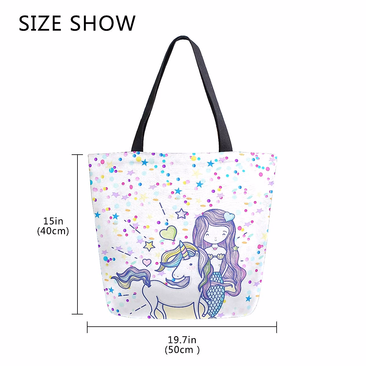 SUABO Tote Bag Unicorn Mermaid Girl Reusable Grocery Bags Canvas Shopping Bag for Women Outdoor