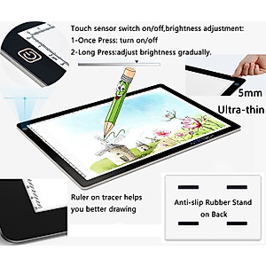 A4 Ultra-Thin Portable LED tracing Light Box Dimmable Brightness LED Art Tracing Pad for Artist Drawing Sketching Animation Stencilling and 5d Diamond Painting (Black, A4)